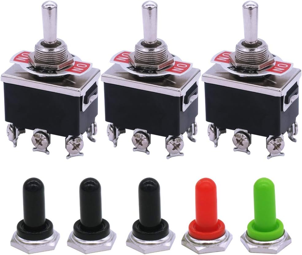 mxuteuk 3pcs Momentary Toggle Switch DPDT (ON)/OFF/(ON) Heavy Duty ...