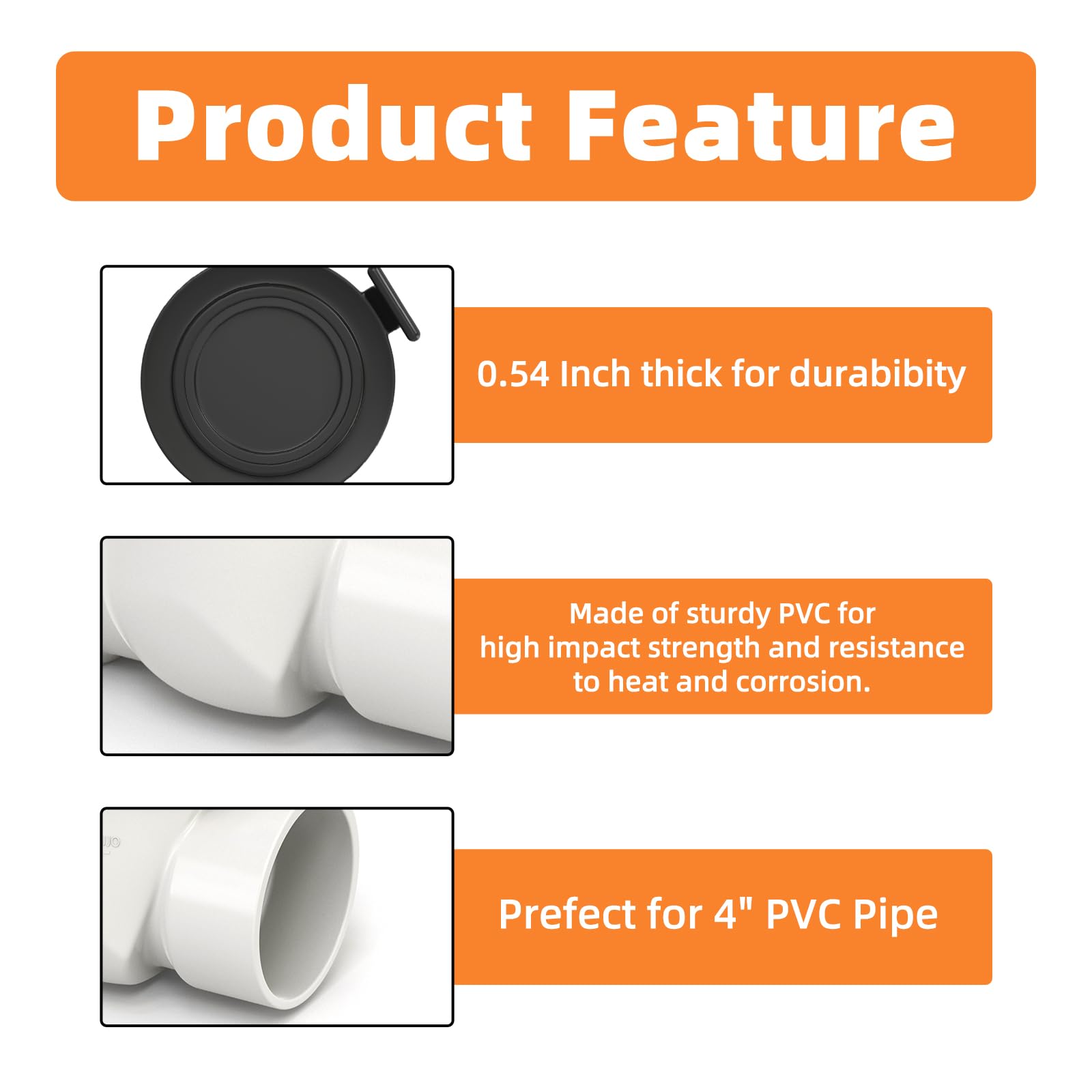 Snapklik.com : GASHER 4" PVC Backwater Valve Backflow Preventer Valve