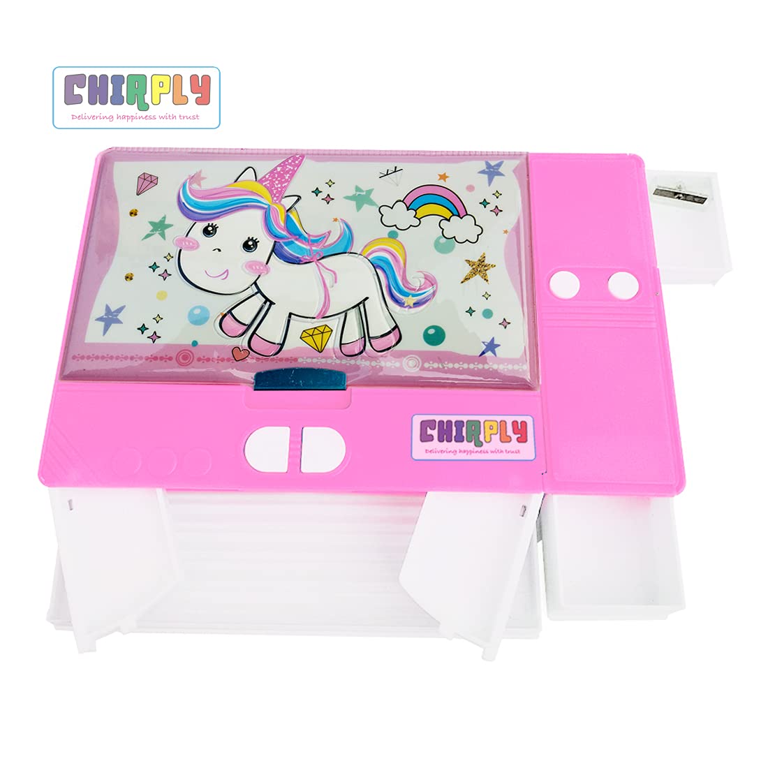 Buy CHIRPLY Jumbo Pencil Box, 2-Sided Magnetic Multi-Button 3D Case for ...