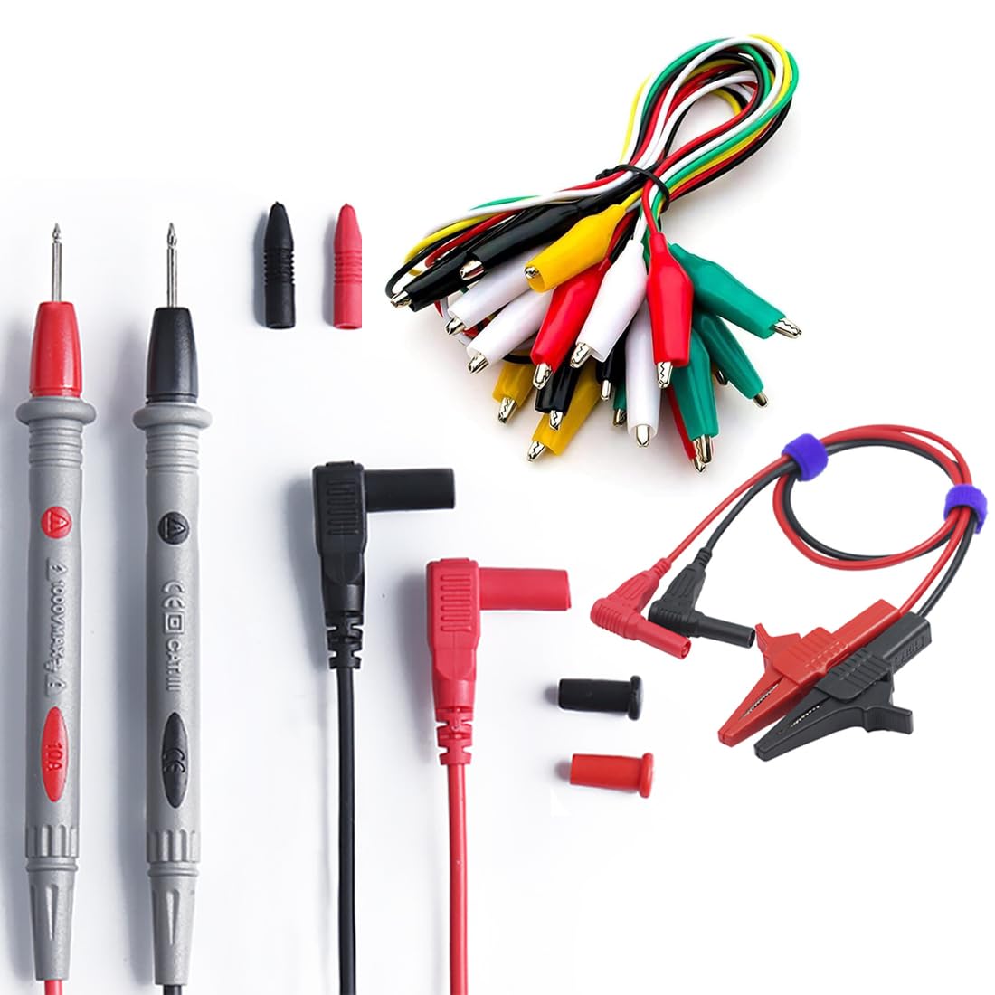 Amazon.com: Juego de 14 cables de prueba de multímetro eléctrico, 2 ...