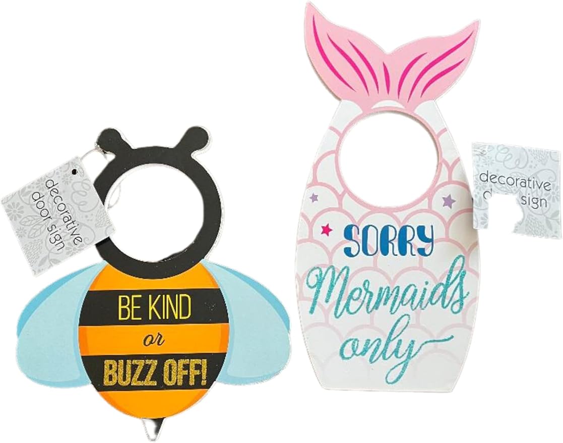 Amazon.com: Set of 2 Decorative Door Signs - Includes 1 Sorry Mermaids ...