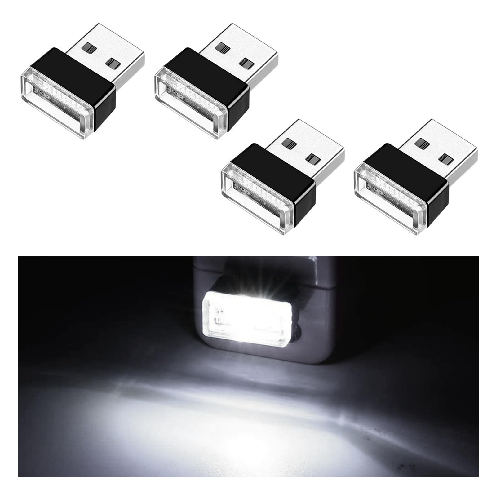 Amazon.com: Ziciner 4 PCS USB LED Car Interior Atmosphere Lamp ...