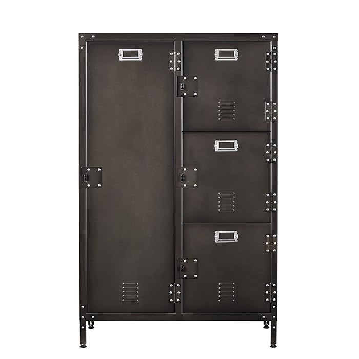 Buy MIIIKO Steel Wardrobe Cabinet Locker, 55.1" H x 17.9" D x 29.5" W ...