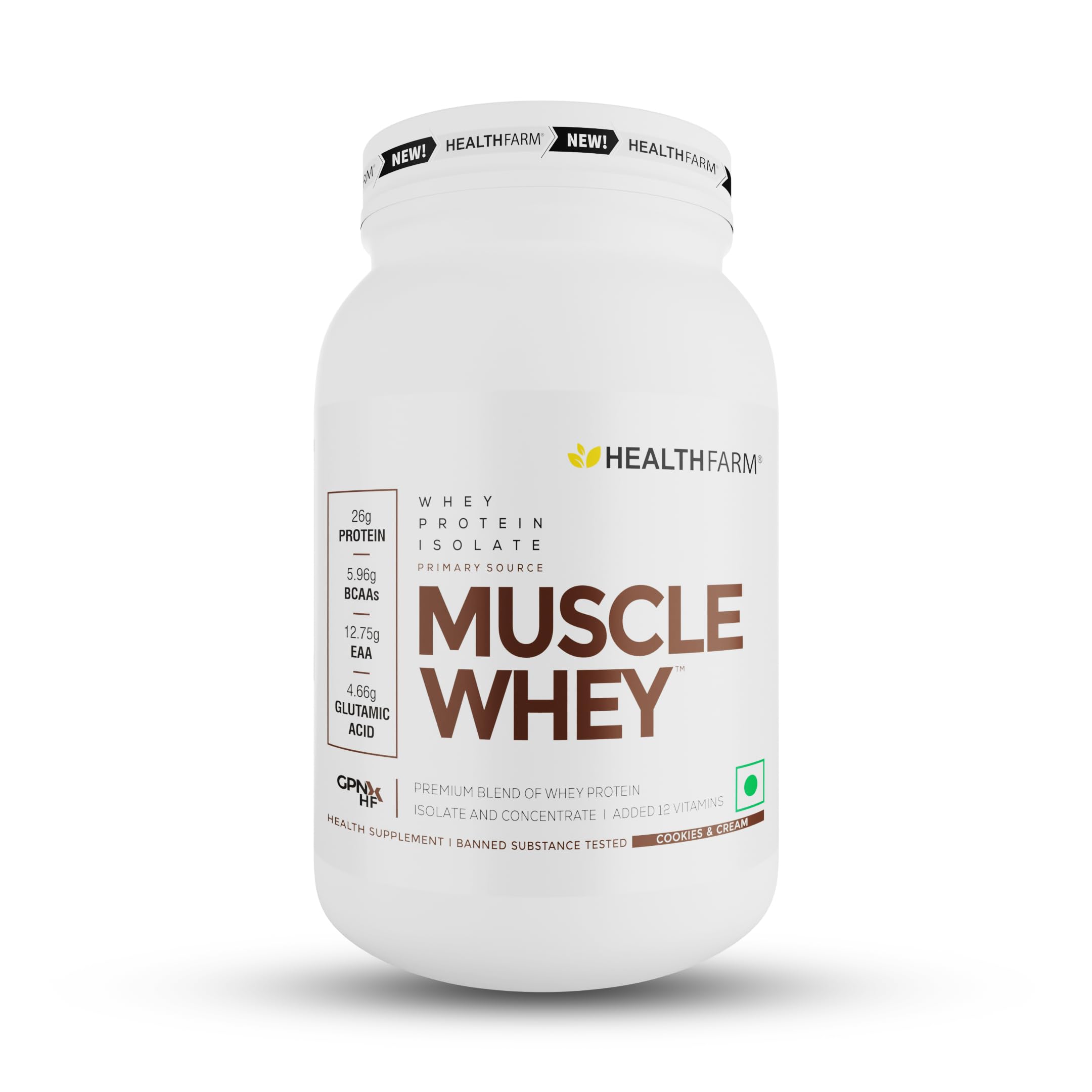 Healthfarm Muscle Whey Protein, Lab Tested for Purity (Cookies and ...