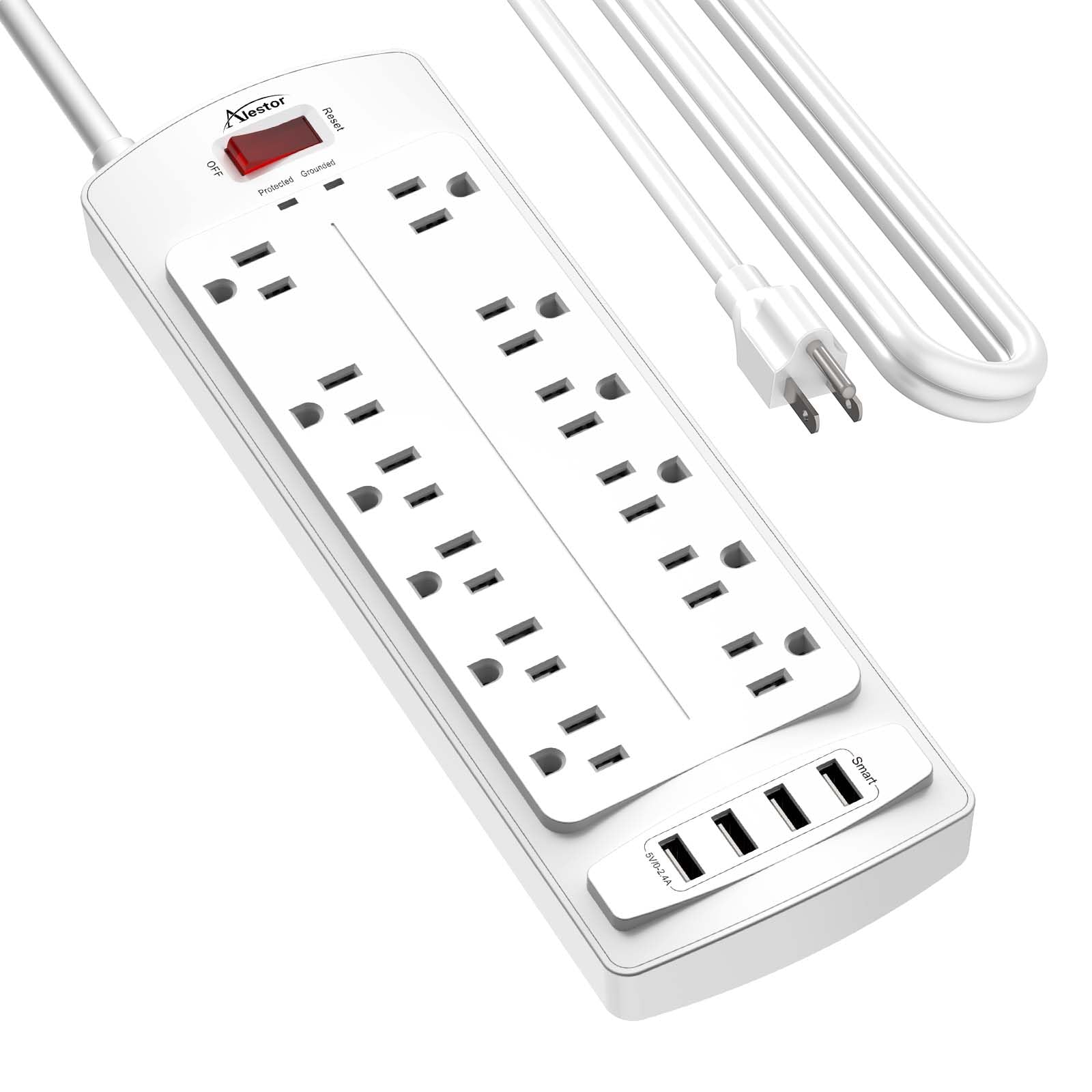 Amazon.com: Power Strip, ALESTOR Surge Protector with 12 Outlets and 4 ...