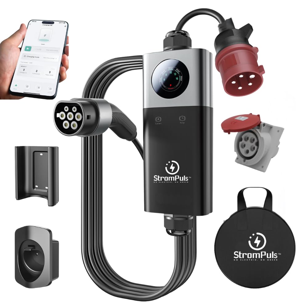 StromPuls Portable EV Charger 11kW, 16Amp (3 Phase) + Industrial Socket ...