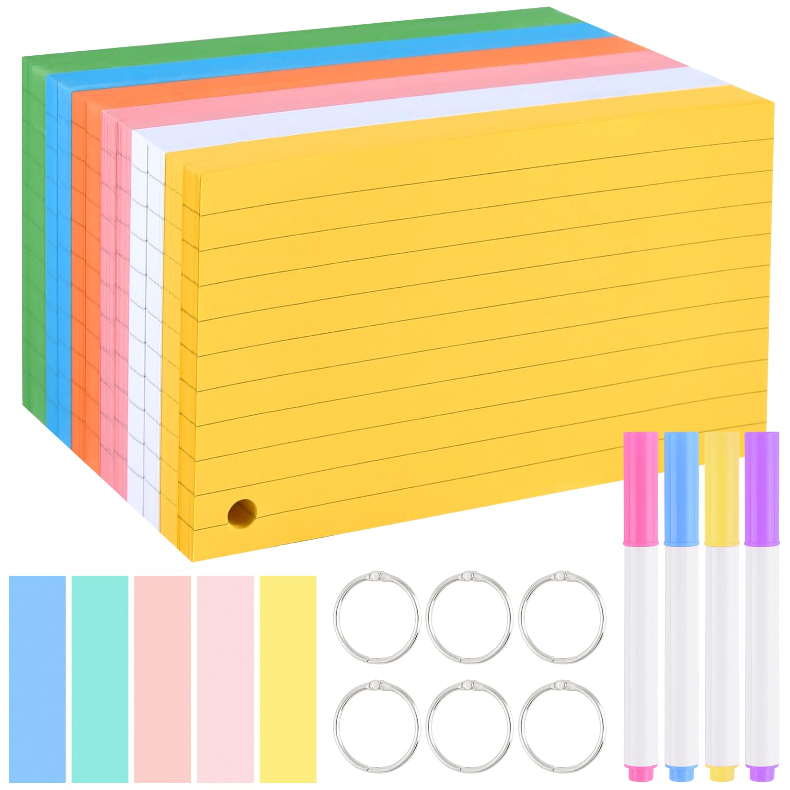 NACHLYNN 300 Pcs Colored Index Cards 3 x 5 in Colored Notecards Ruled ...