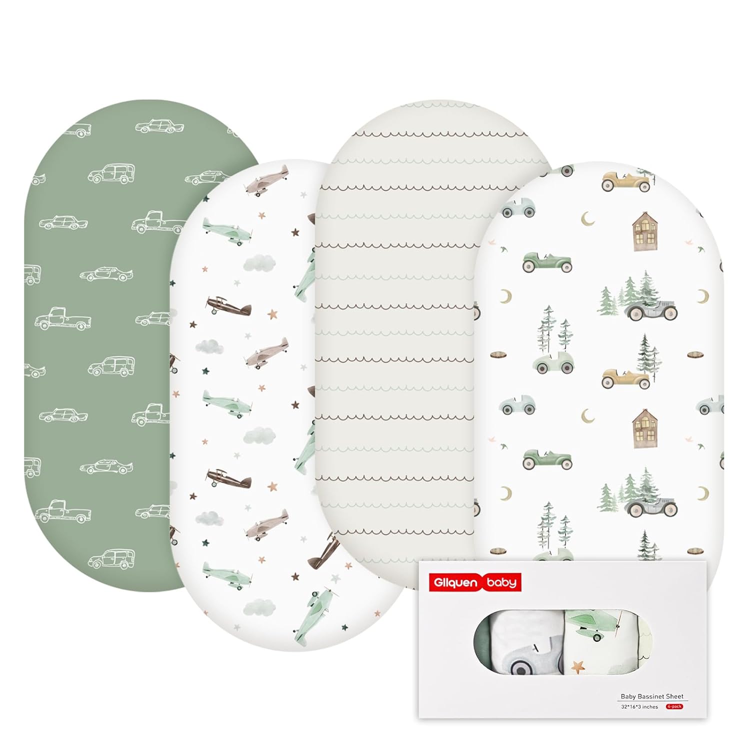 Amazon.com : Gllquen Baby Bassinet Sheets 4 Pack, Breathable Cozy ...