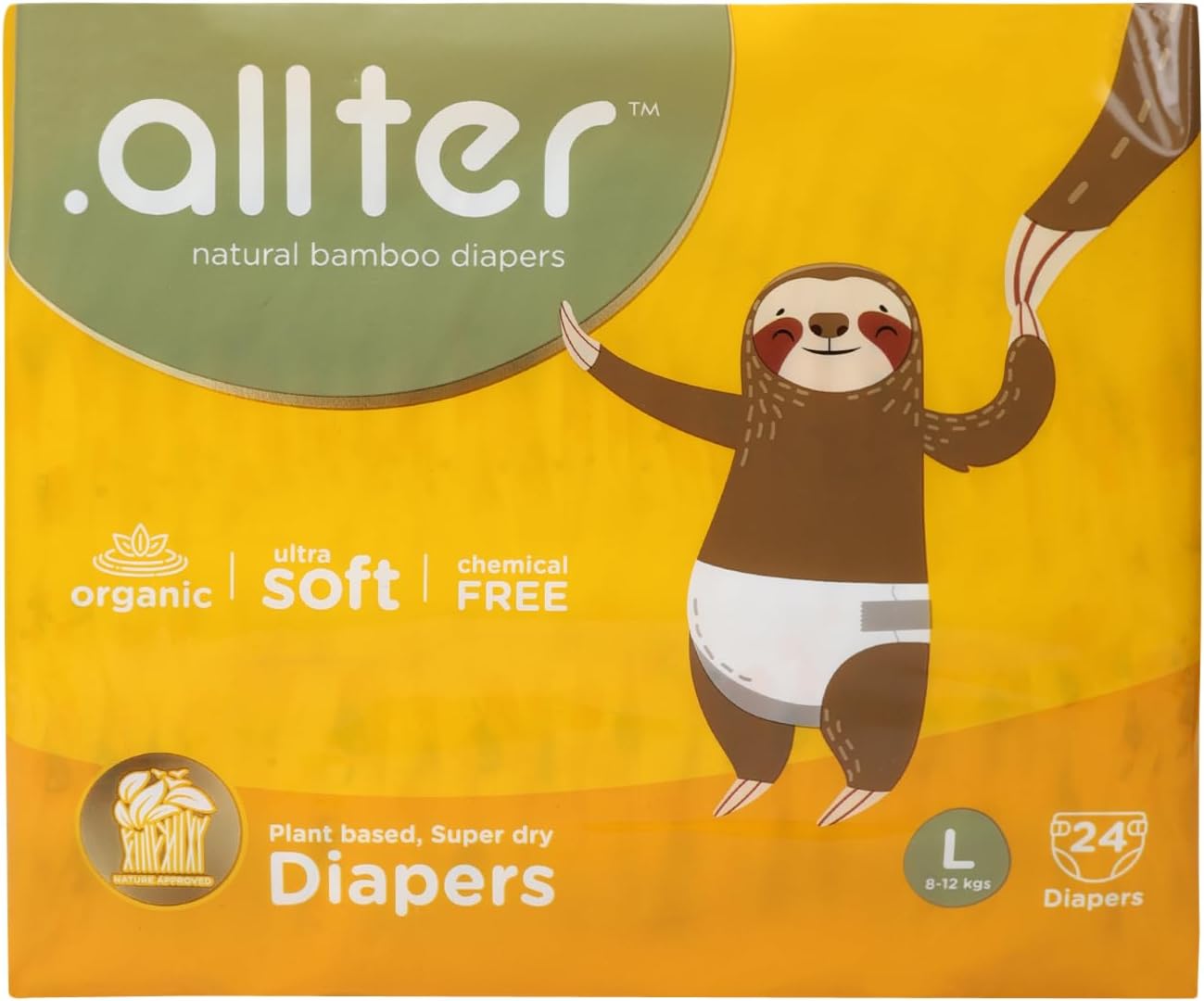 Buy Allter Organic Bamboo Diapers – Large Size (7-12kg) | Rash Free ...