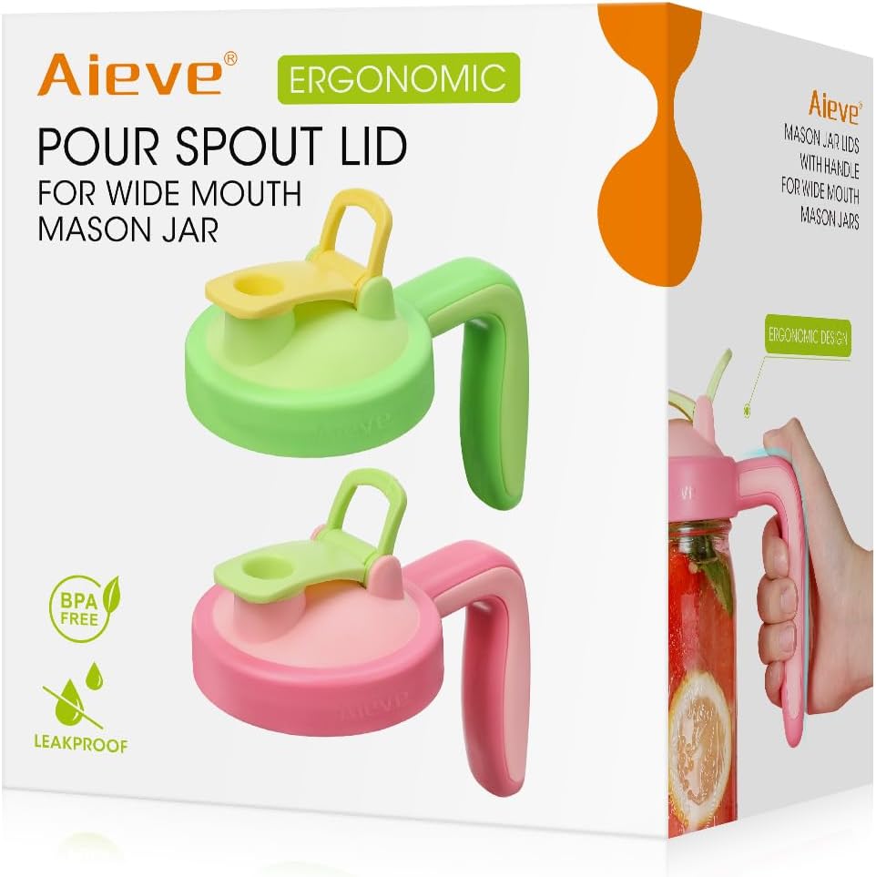 Amazon.com: Aieve Mason Jar Pour Spout Lid for Wide Mouth Mason Jar, 2 ...