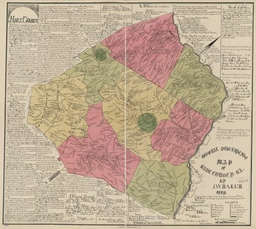 1889 Map General descriptive map of Hart County, Ga. - Size: 22x24 ...