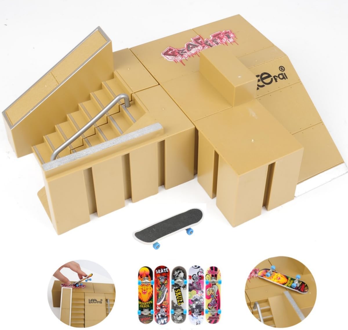 Amazon.com: MYEBONG Fingerboard Skatepark Kit 10PCS Skateboard Finger ...
