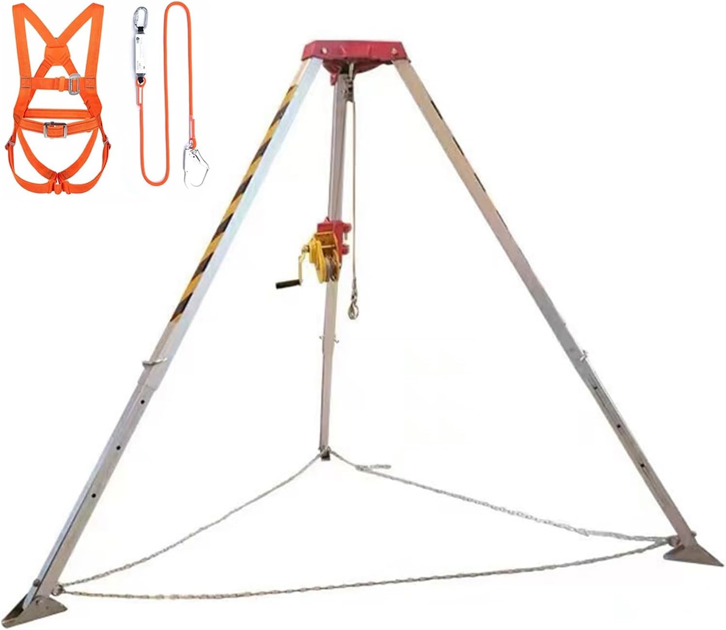 Manhole Rescue Tripod, Aluminum 1800lbs Winch Confined Space Tripod Kit ...