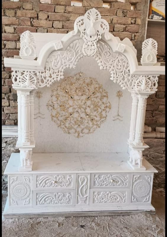 KGN Marble Gorgeous Hand-Carved Indoor Temple – White Marble Mandir ...