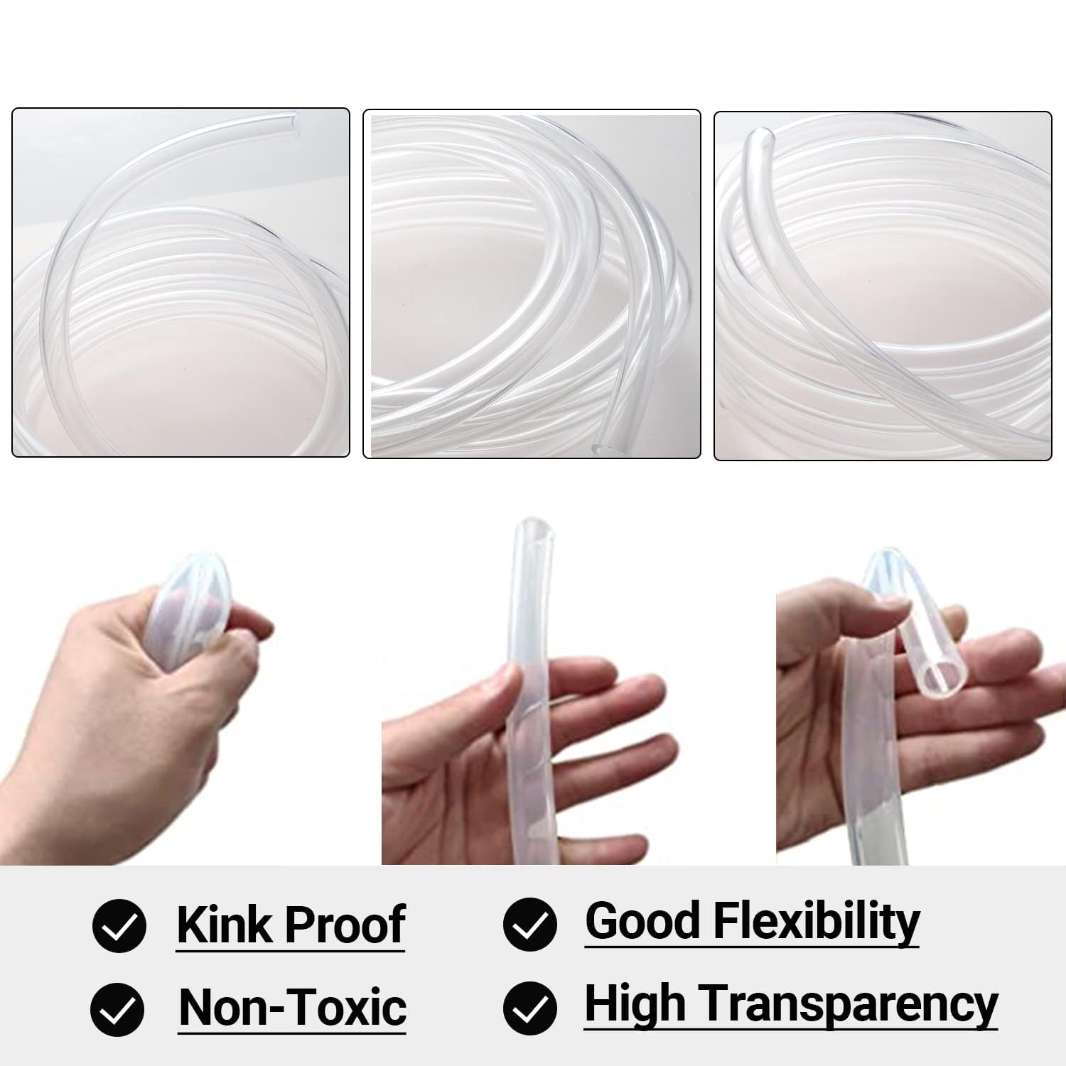 Snapklik.com : Clear Vinyl Tubing 1/2 ID 5/8 OD -75 Ft 60PSI,Flexible ...