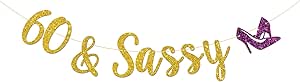 Amazon.com: Talorine 60 & Sassy Banner, Happy 60thBirthday Party Decor ...