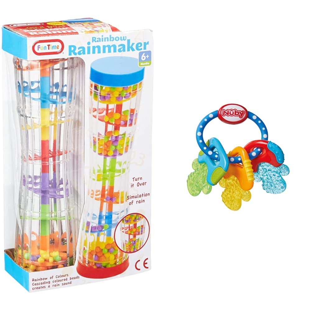 Funtime 55914 Rainbow Rainmaker Toy,23cm & Nuby IcyBite™ Keys ...