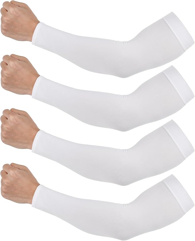 Amazon.com: Tyqour 4 Pairs White Arm Sleeve Sun Sleeves for Women Men ...