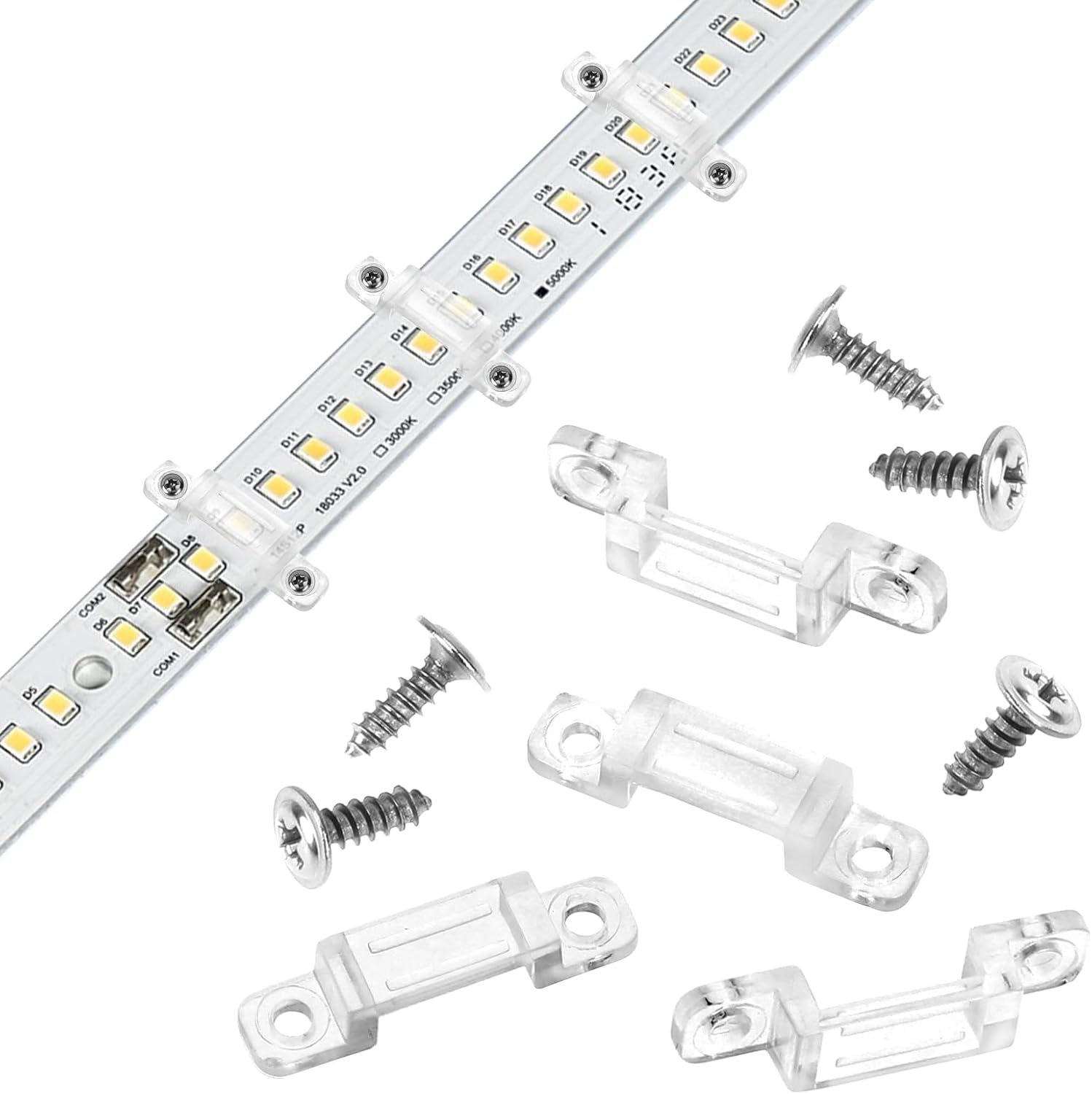 Sliverdew 100PCS Strip Light Clips Mounting Clamps Double Side Light ...