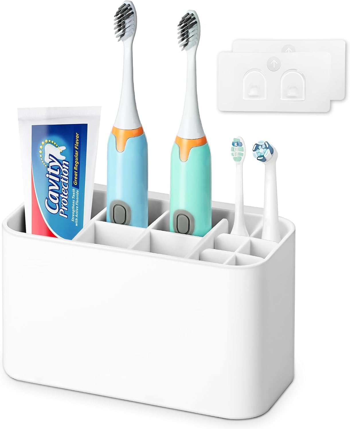Amazon.com: Bathroom Toothbrush Holder, Removable Wall-Mounted Plastic ...