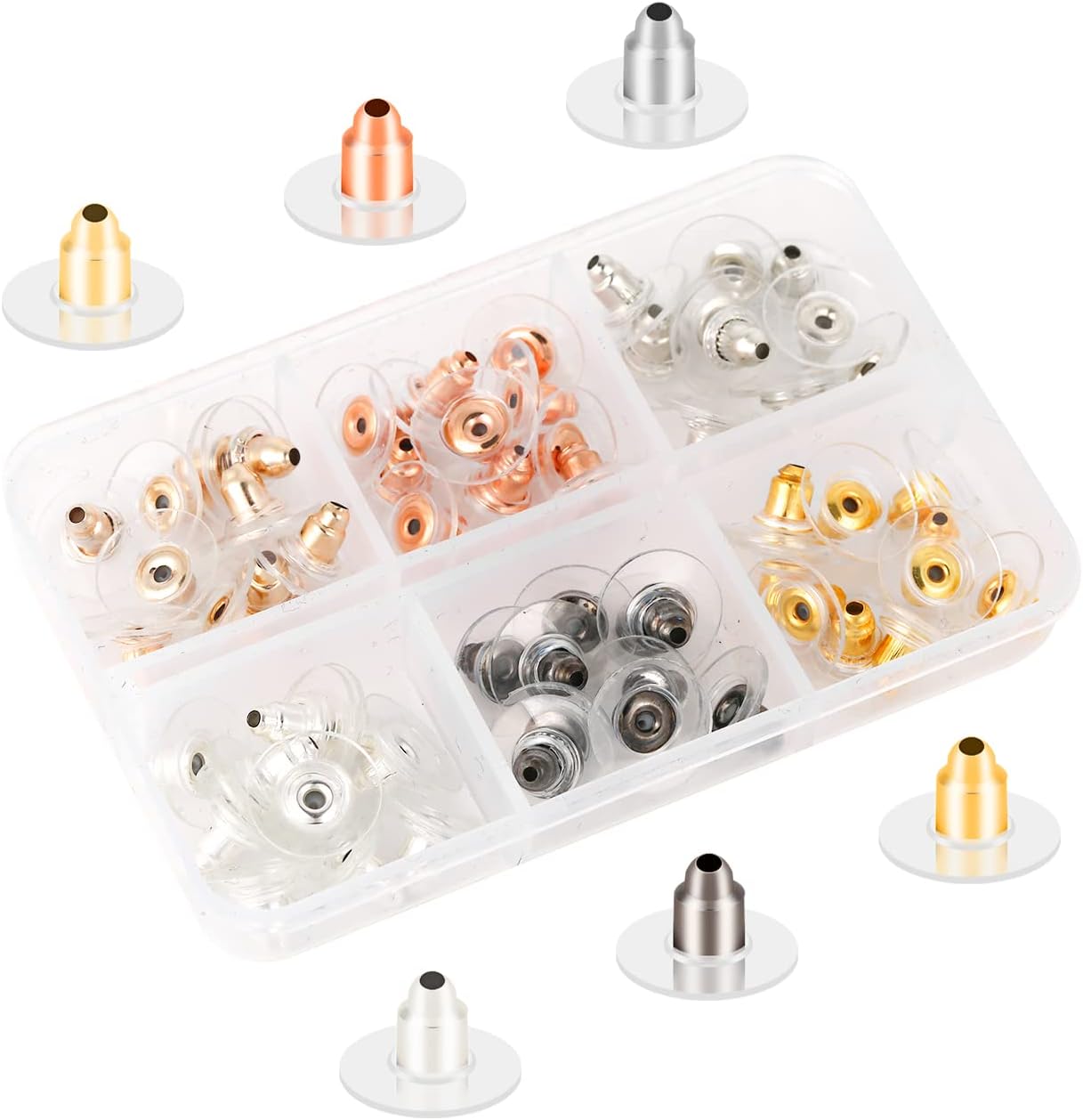 Amazon.com: Silicone Earring Backs for Studs, 6 Colors Earring Safety ...
