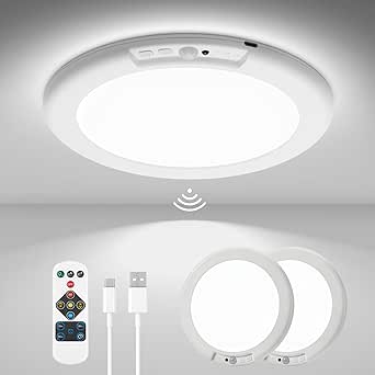 wowatt Battery Operated Ceiling Light Rechargeable Motion Sensor Light ...