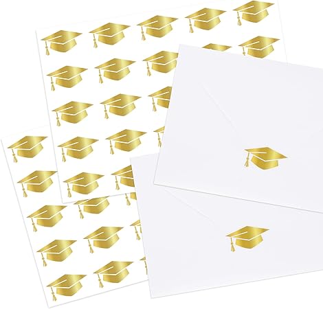 Amazon.com : Whaline 500Pcs Graduation Cap Stickers Gold Foil ...