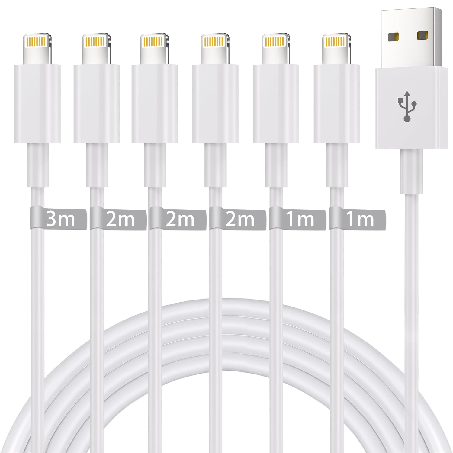 iPhone Charger Cable, 6 Pack (3/3/6/6/6/10 FT) [Apple MFi Certified ...
