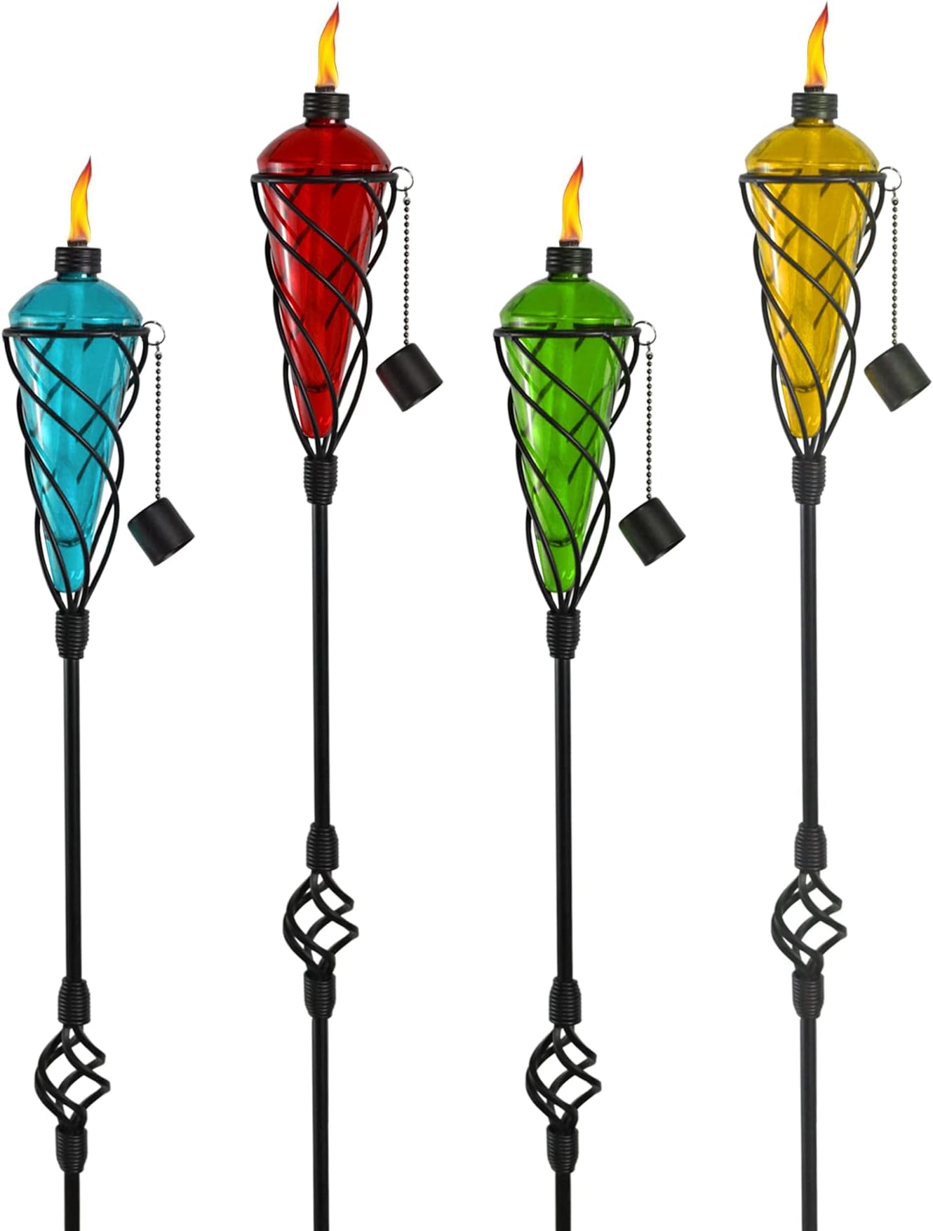 Amazon.com : Sunnydaze Swirling Metal/Glass Tabletop Torches - Set of 4 ...