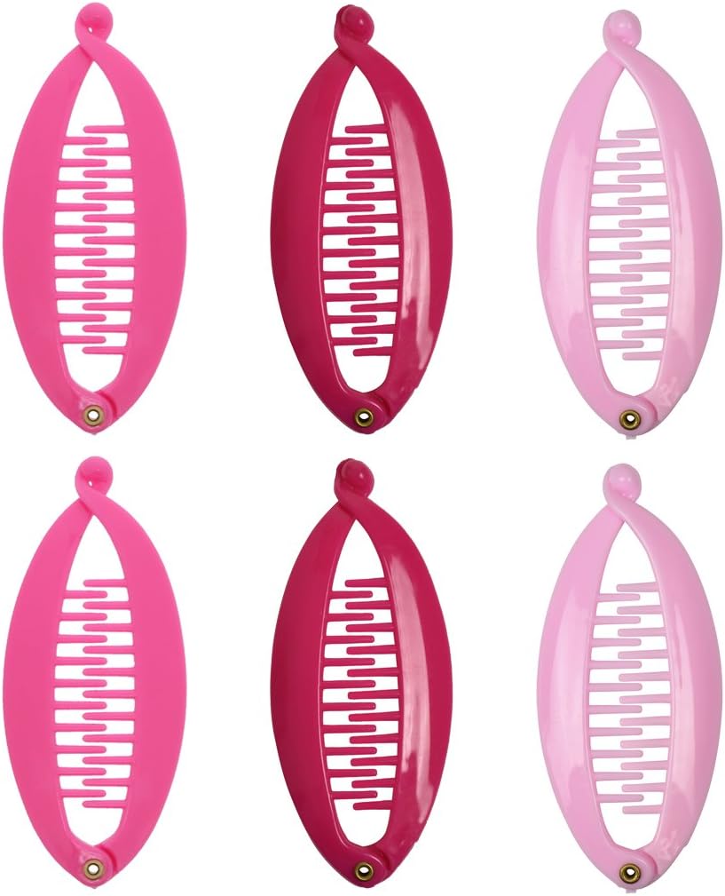 Amazon.com: Set of 6 Mini Banana Clips - Three Pinks : Office Products