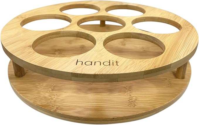 Amazon.com - Handit Coffee Syrup Bottle Organizing Bamboo Tray, Lazy Susan Rotating Coffee Bar ...