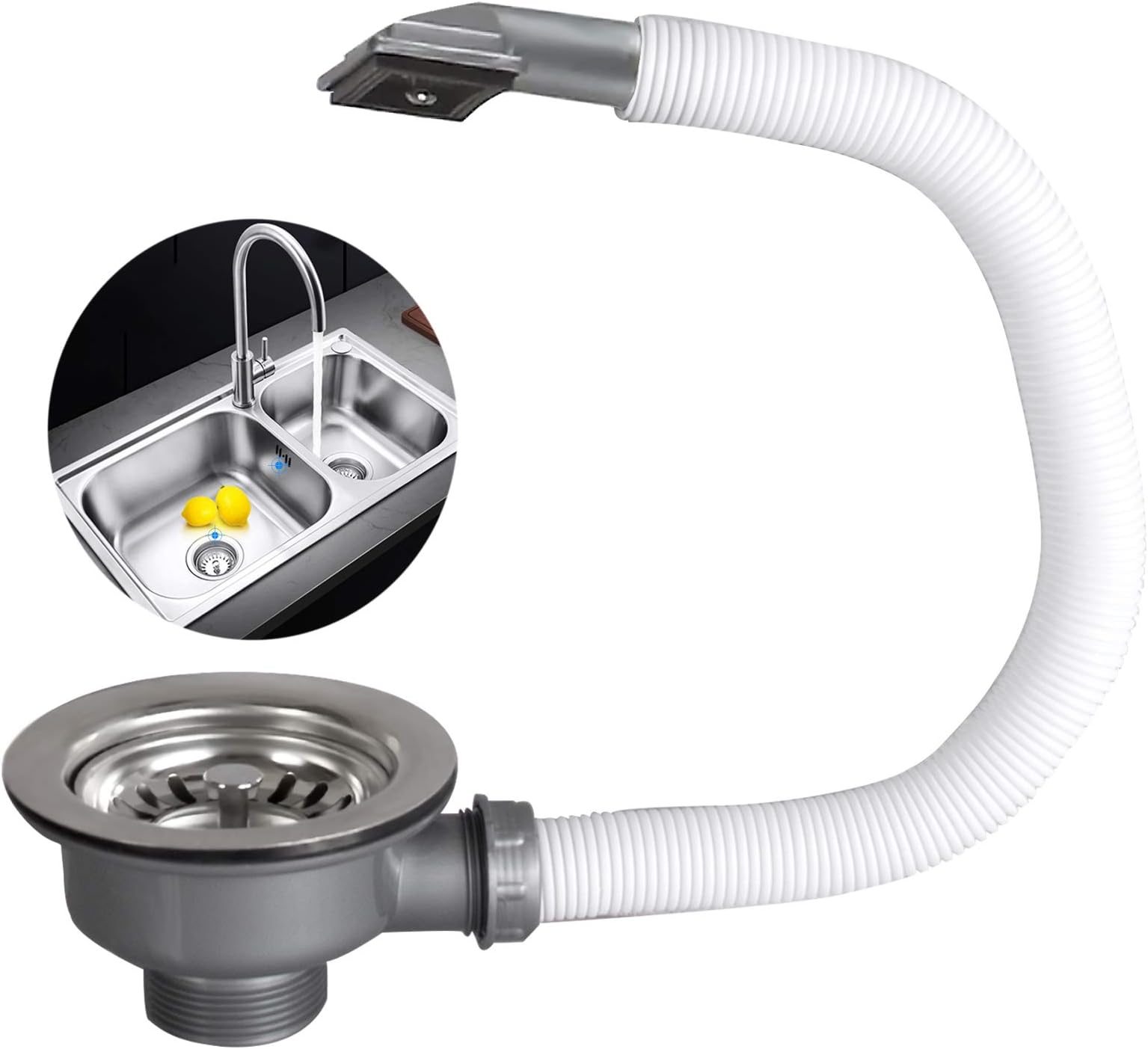 Merriway® BH00426 Combined Sink Waste and Overflow with Plug and Chain ...