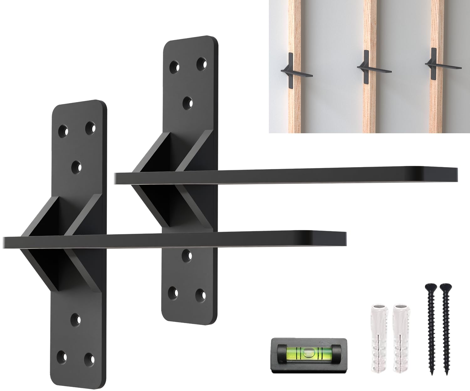 Amazon.com: 12" Black Countertop T Invisible Shelf Bracket by Balin ...