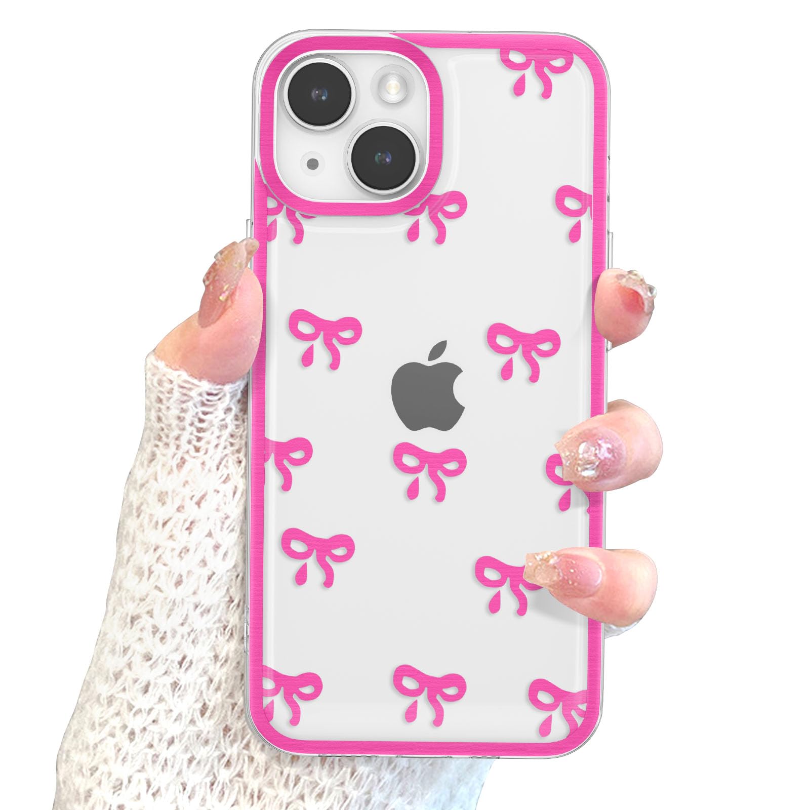 Amazon.com: EYZUTAK Case for iPhone 15, Clear Cute Ribbon Bowknot Pattern Aesthetic Transparent ...