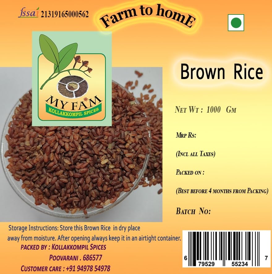Myfam Brown Rice Kerala (Parboiled) for Weight Loss - Bran Rice - 1 Kg ...