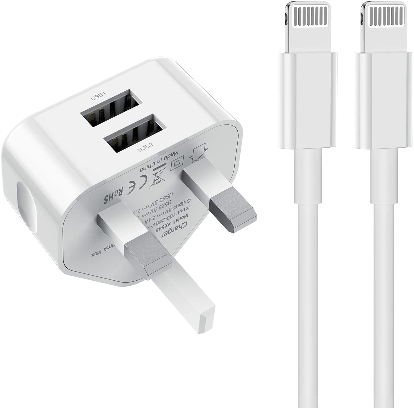 20W iPhone Charger Plug and Cable, iPad Charging Plug UK with 2Pack 1m ...