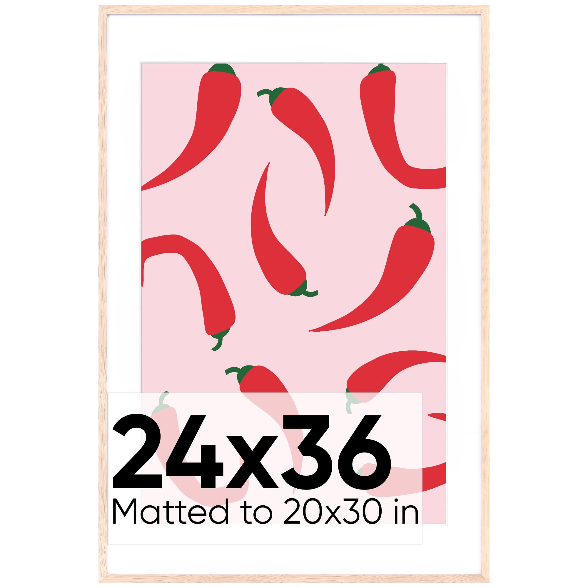 Amazon.com - Homeforia 24x36 Poster Frame Wood, Premium Oak Wooden ...