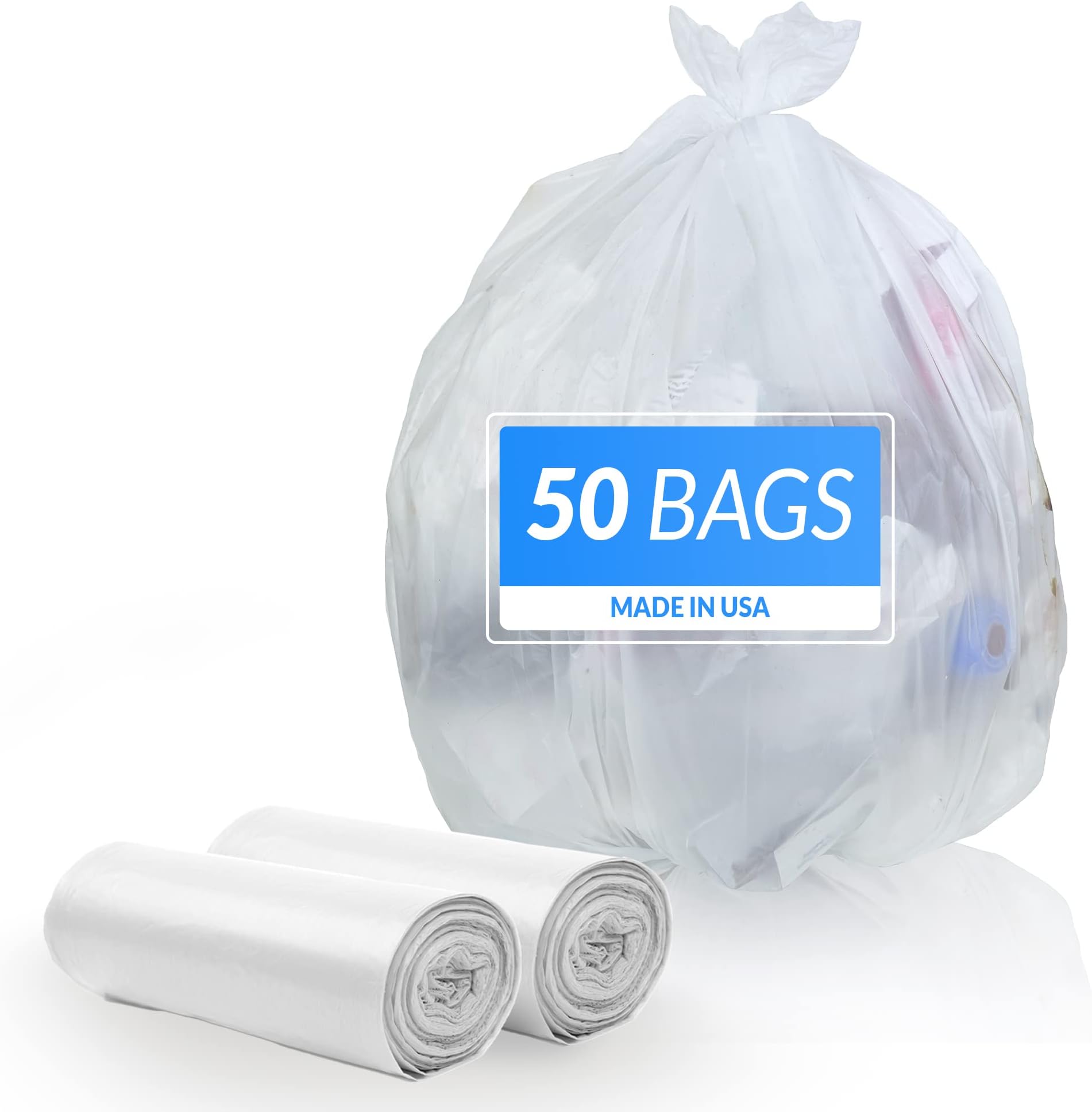 Amazon.com: 55 Gallon Clear Trash Bags, (50 Bags w/Ties) Large Clear ...