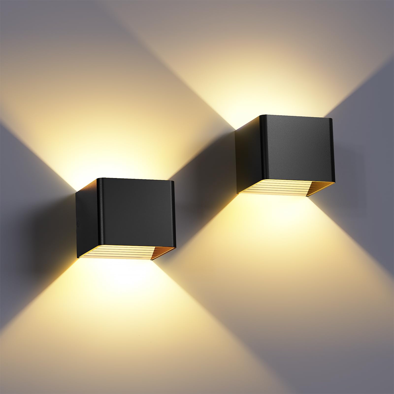 HANDSONIC LED Wall Light Indoor Black Wall Lamp 7 W Up and Down Lights ...