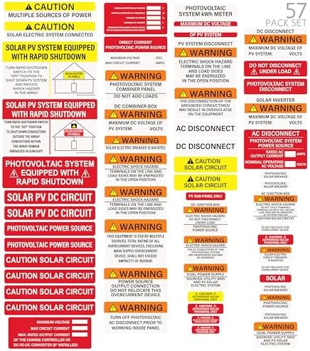 Amazon.com: 63 Premium UV Resistant Solar PV Safety Warning ...