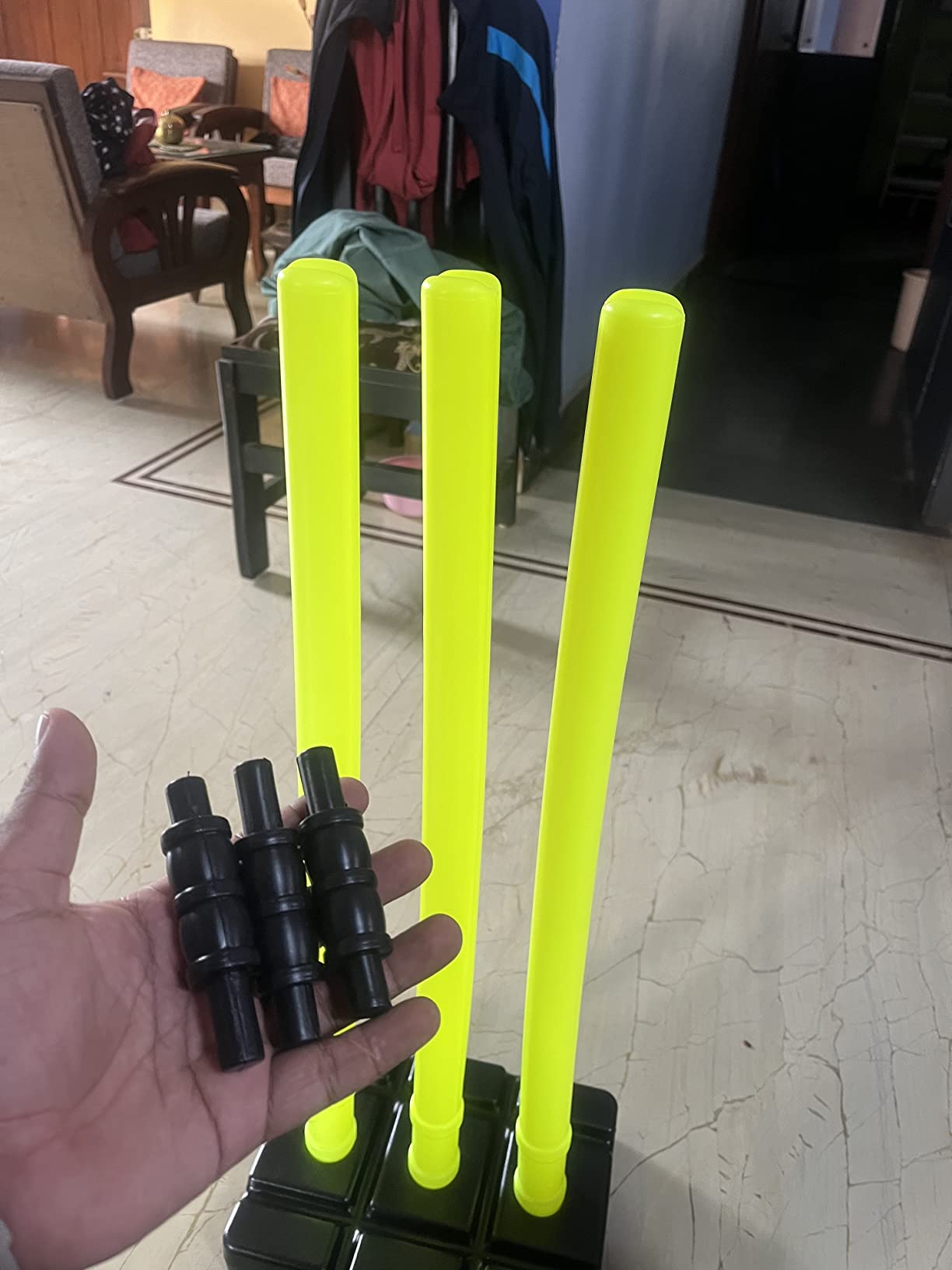 Buy RANROX FITNESS Cricket Plastic Stumps Set 3 Wicket Set, 1 Stand, 2 ...