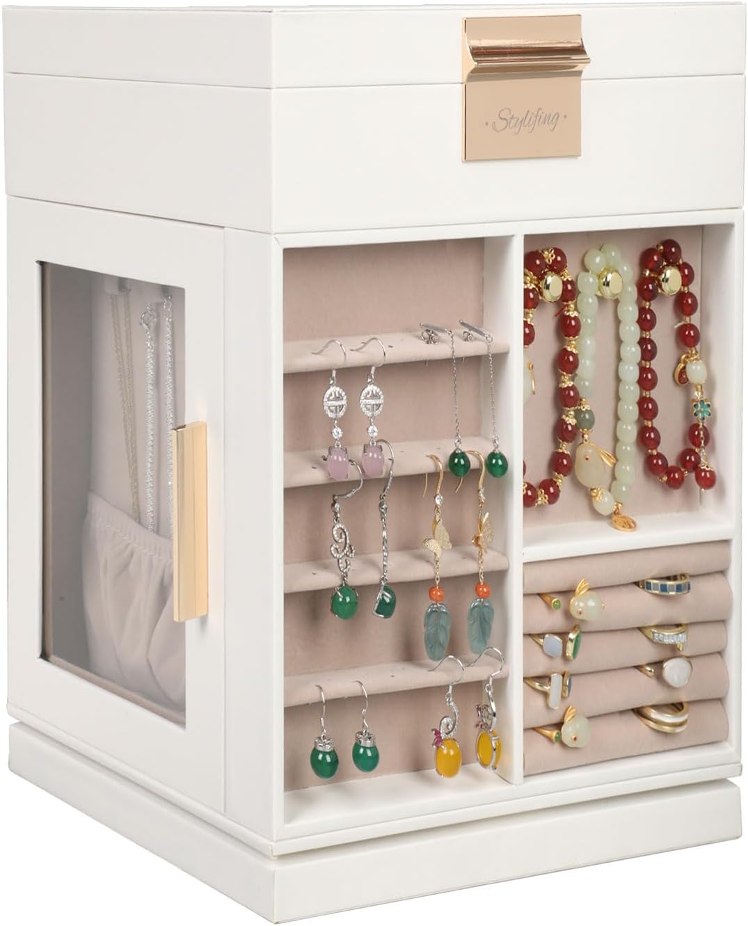 Amazon.com: STYLIFING Jewelry Box 360° Rotating, Large Jewelry Boxes ...