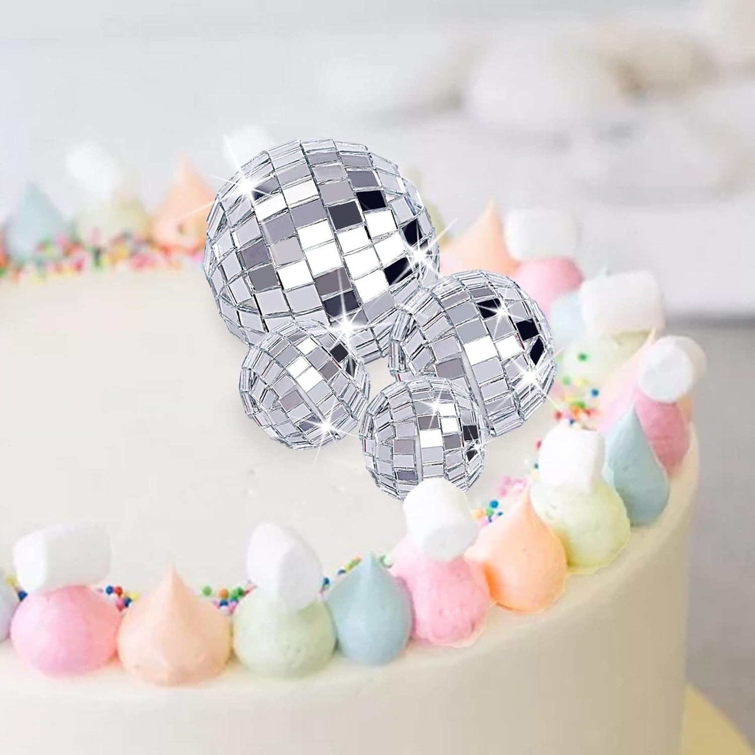 Amazon.com: Morofme Disco Ball Cake Toppers Disco Ball Cake Decorations ...