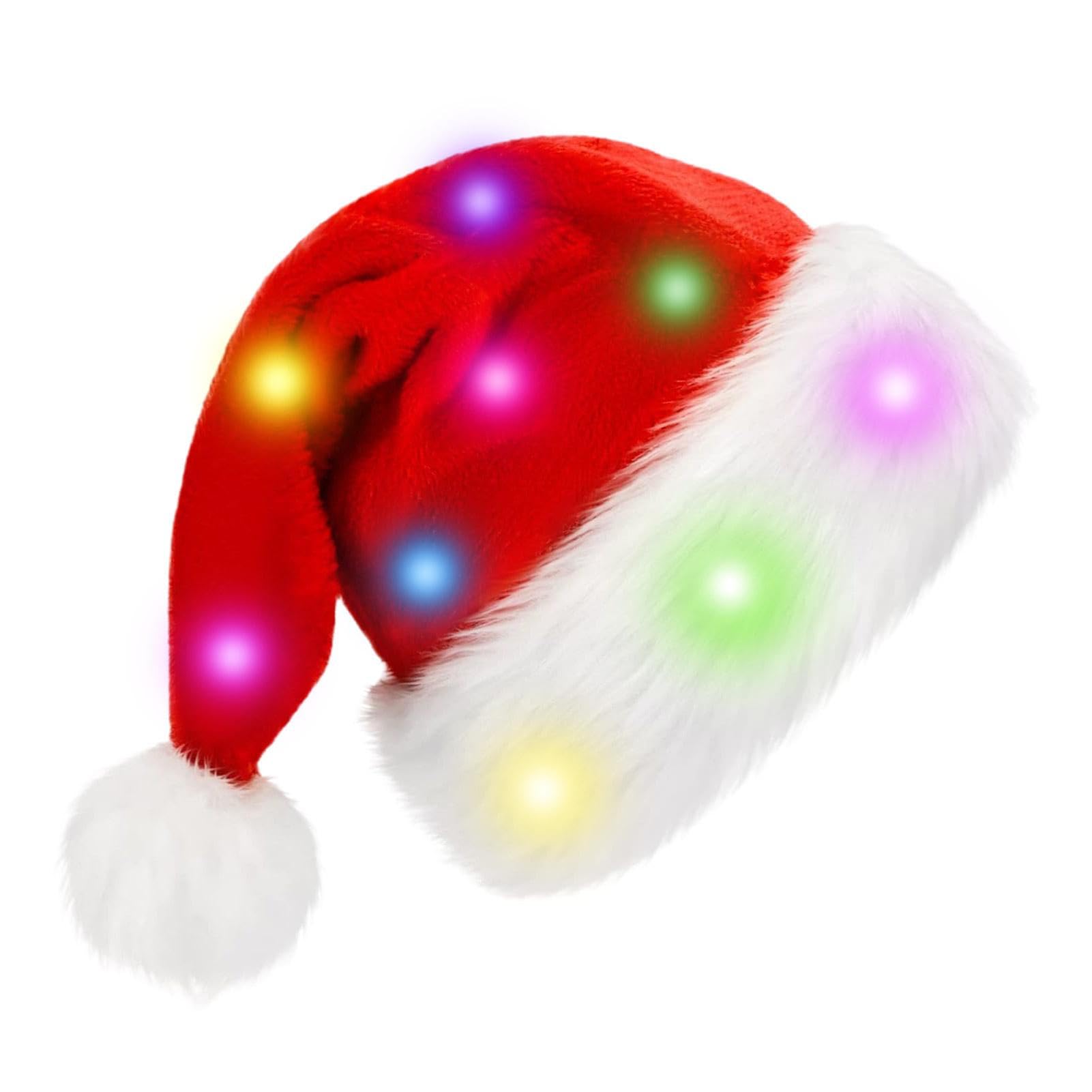 LED Hat funny hat Plush Santa Hat Light Up Funny Hats for Kids Adults ...