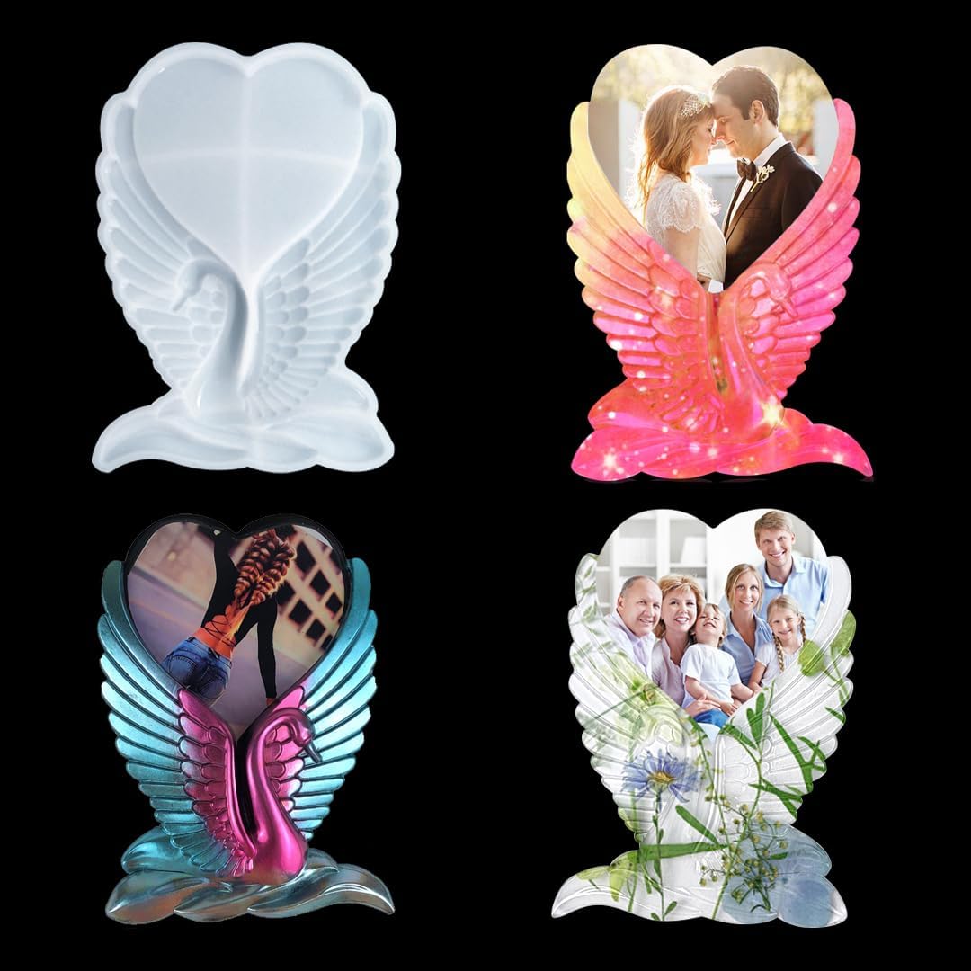 Amazon.com: Zayookey Large Resin Molds, Swan Heart Silicone Mold, Photo ...