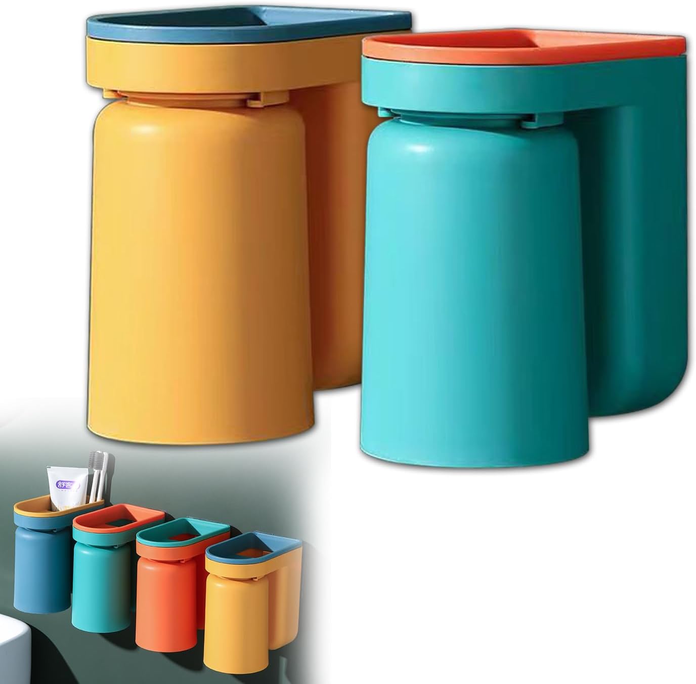 Amazon.com: Toothbrush Holder Wall Mounted with Cup,2-in-1 Toothbrush ...