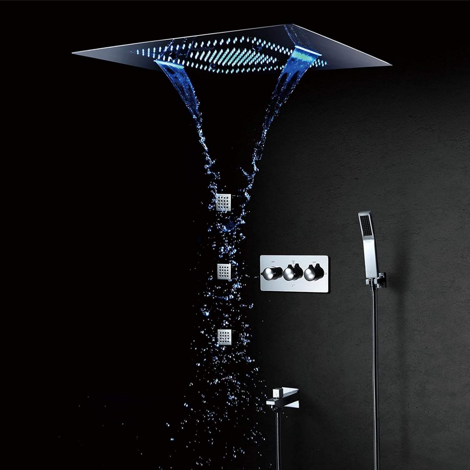 Amazon.com: LED Thermostatic Shower System, Luxury Ceiling Mounted ...