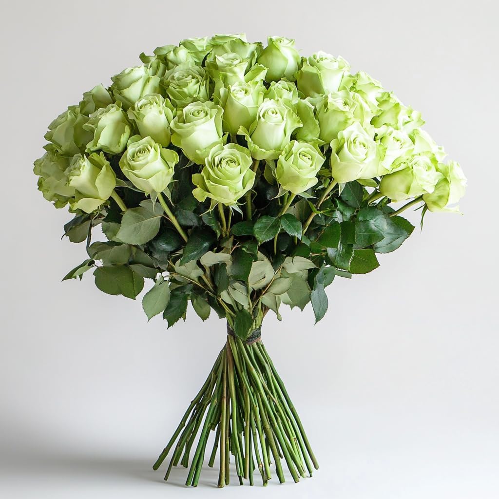Amazon.com : GlobalRose 50 Green Roses - Fresh Flowers- Beautiful ...