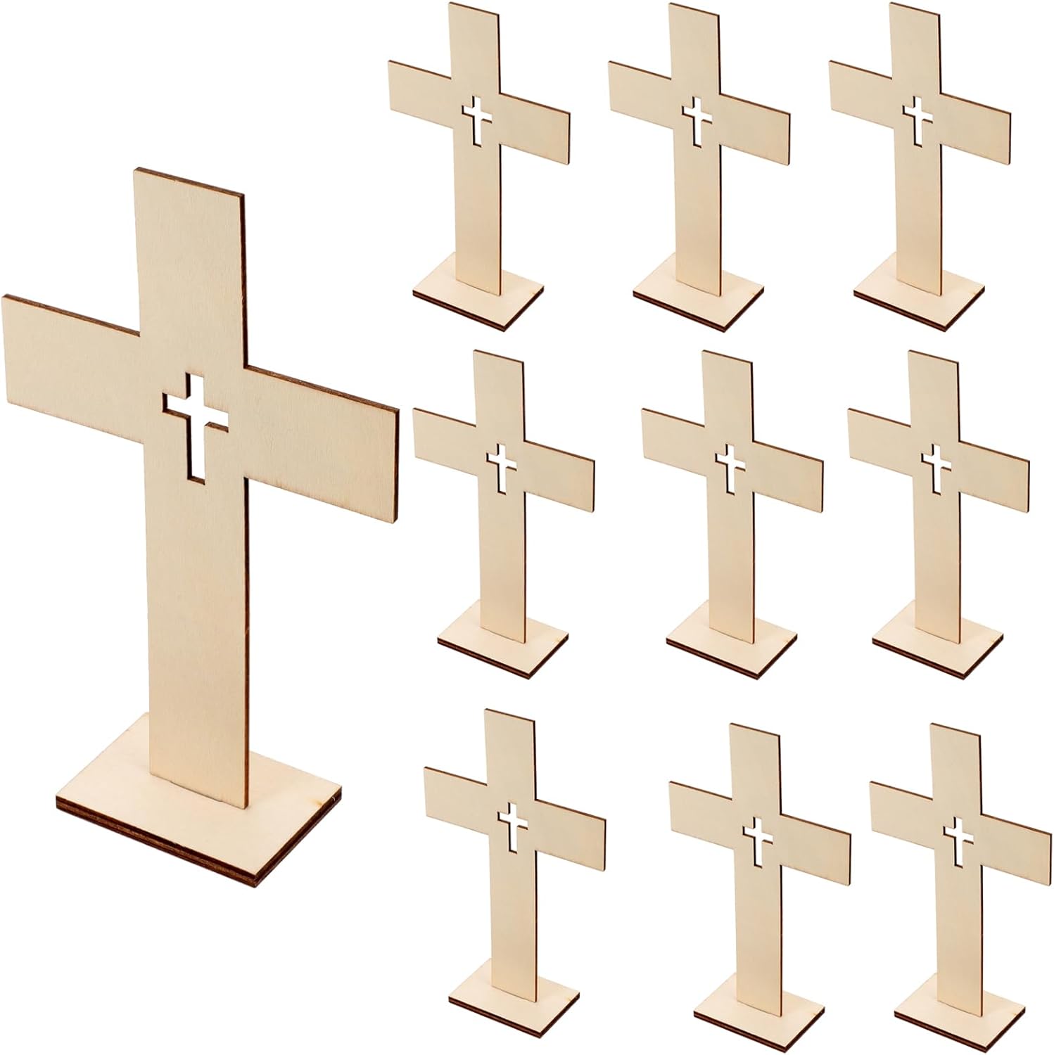 Amazon.com: Garneck 10Pcs Wooden Crosses for Crafts Tabletop Rustic ...