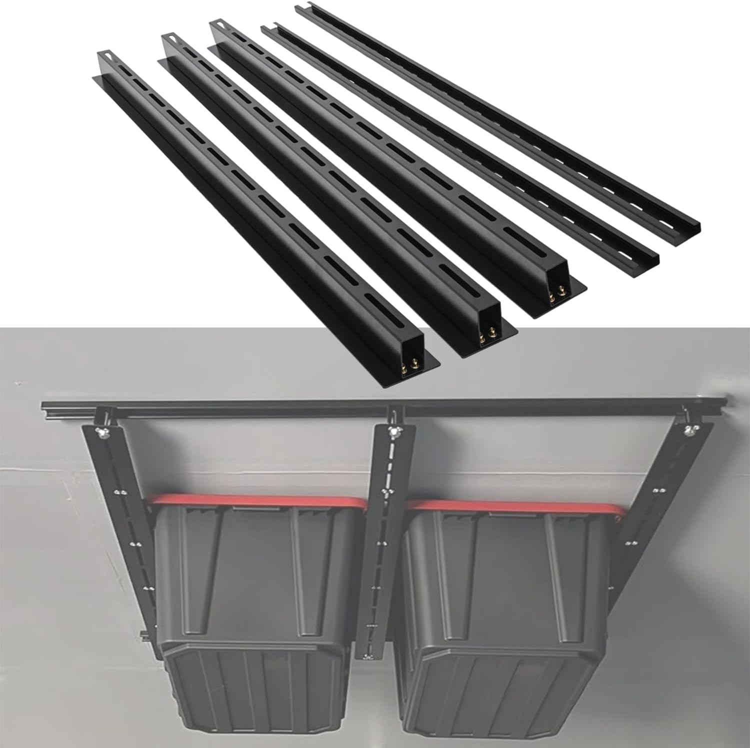 Amazon.com: LMYYGOO Overhead Tote Storage Rail System, Garage Ceiling ...